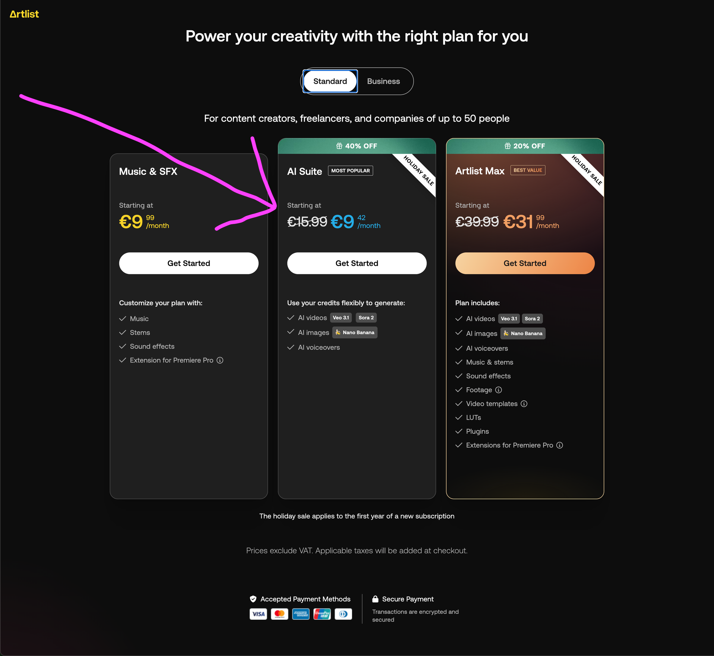 January 2026 | Save $176 with Artlist.io discount code